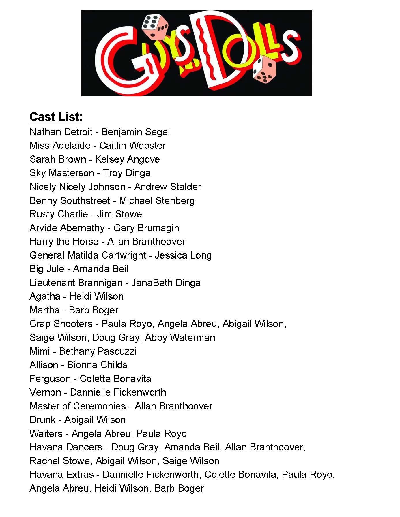 Warren Players Presents -- Guys and Dolls